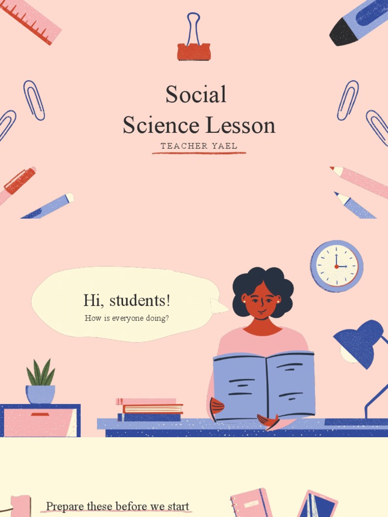 Pink and Cream Illustration Social Science Class Education Presentation ...