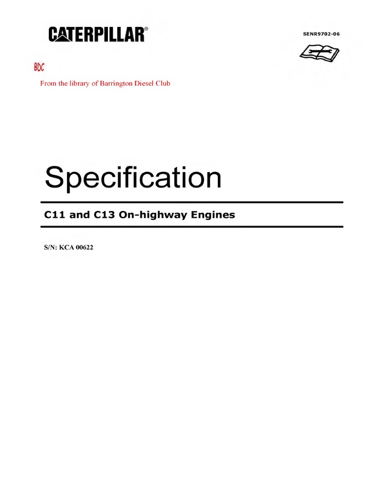 CAT C13 Specification Manual | PDF | Piston | Bearing (Mechanical)