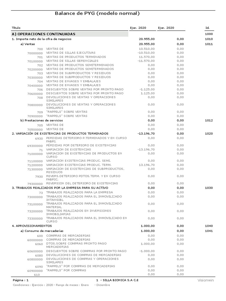 Balance de PYG (Modelo Normal) | PDF | Amortización (Negocio) | Demanda ...