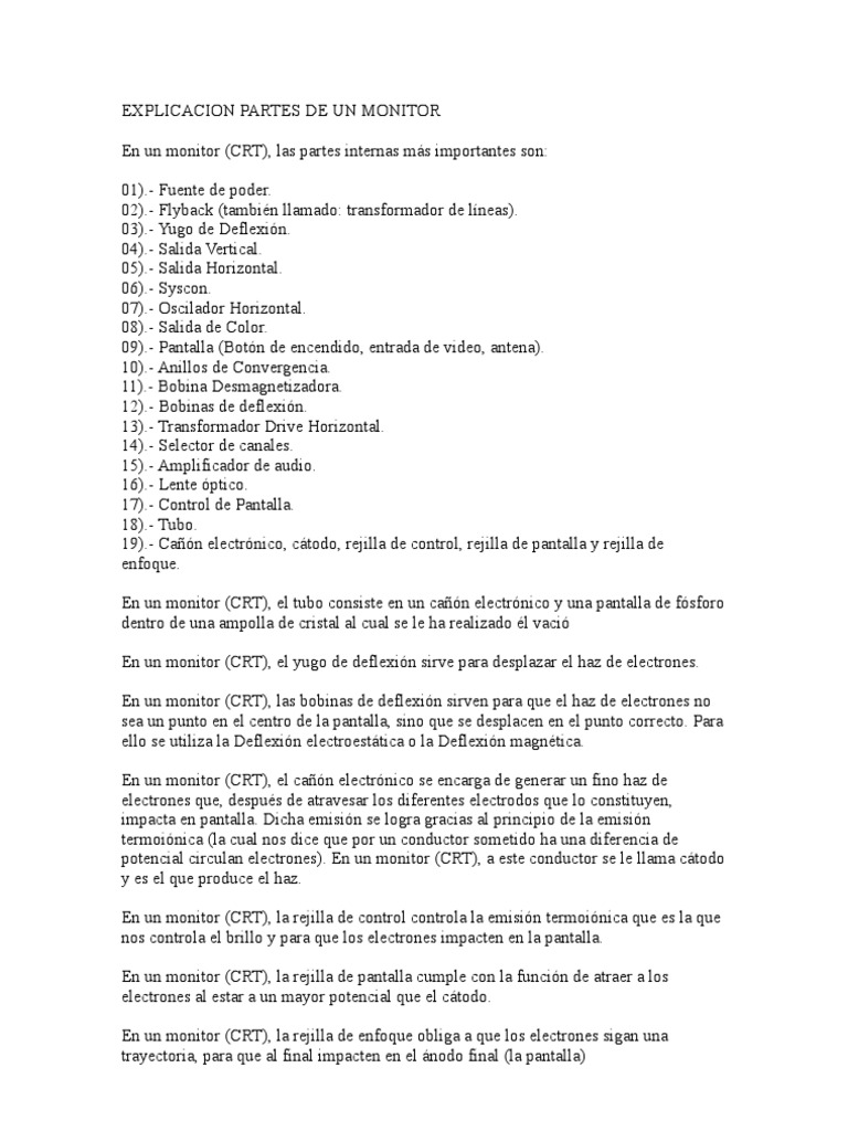 Explicacion Partes de Un Monitor | PDF | Tecnología | Ciencia y matemáticas