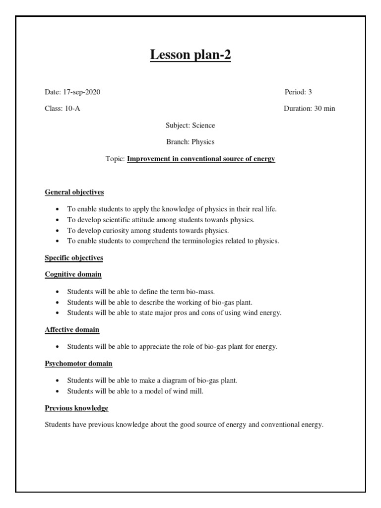 Lesson Plan 2 Biomass and Wind Energy | PDF | Wind Power | Biogas