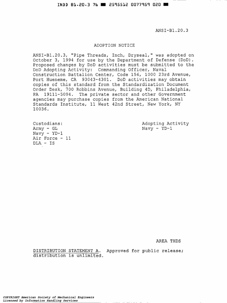 Asme B1.20.3-1976 PDF | PDF | Pipe (Fluid Conveyance) | Mechanical ...