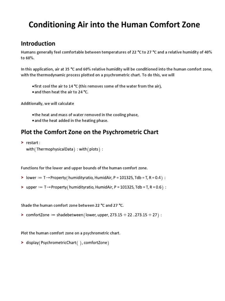 Conditioning Air to Human Comfort Zone | PDF