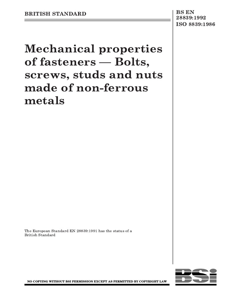BS en 28839-1992 - Iso 8839 - 1986 PDF | PDF | Screw | Nut (Hardware)