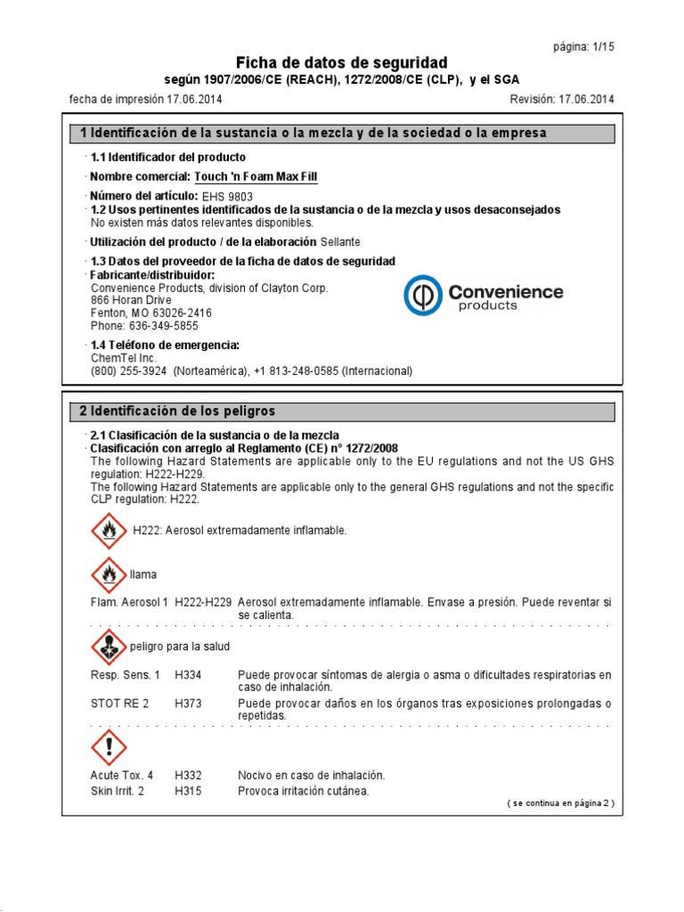 Touch N Foam Max Fill HDS | PDF | Alergia | Agua