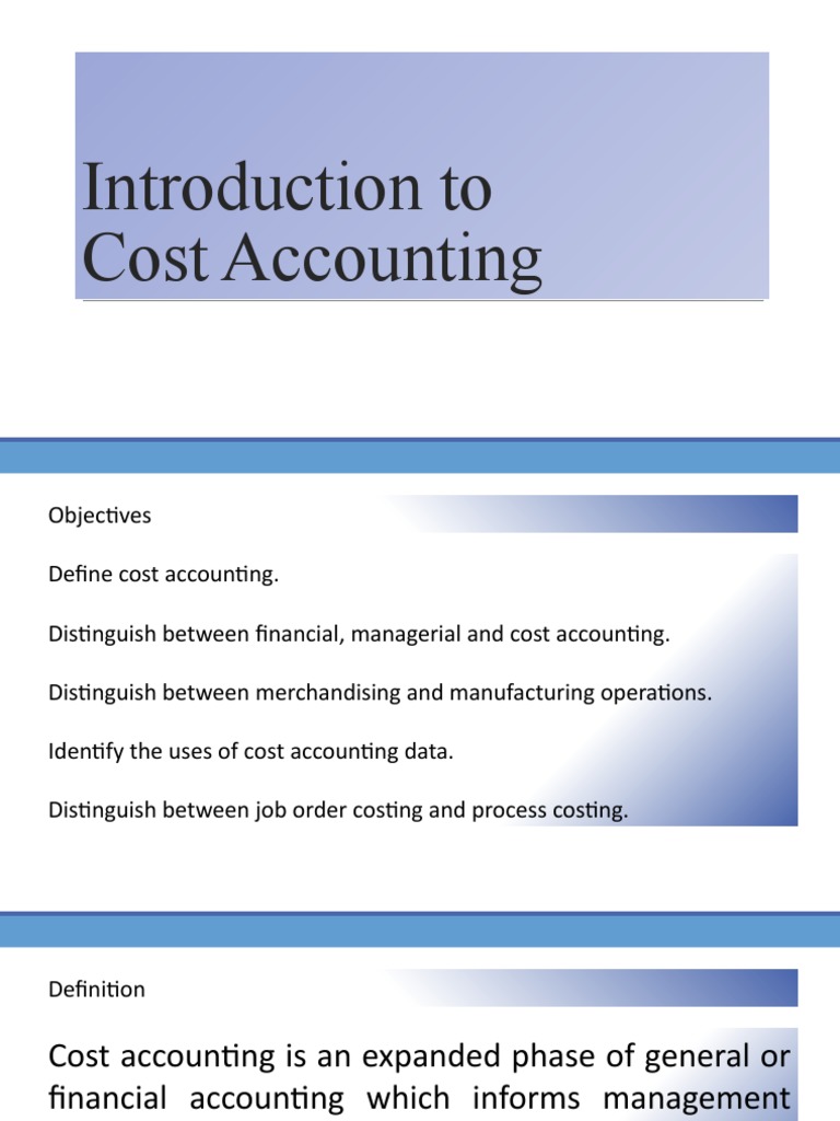 01 Introduction To Cost Accounting | PDF | Cost Accounting | Inventory