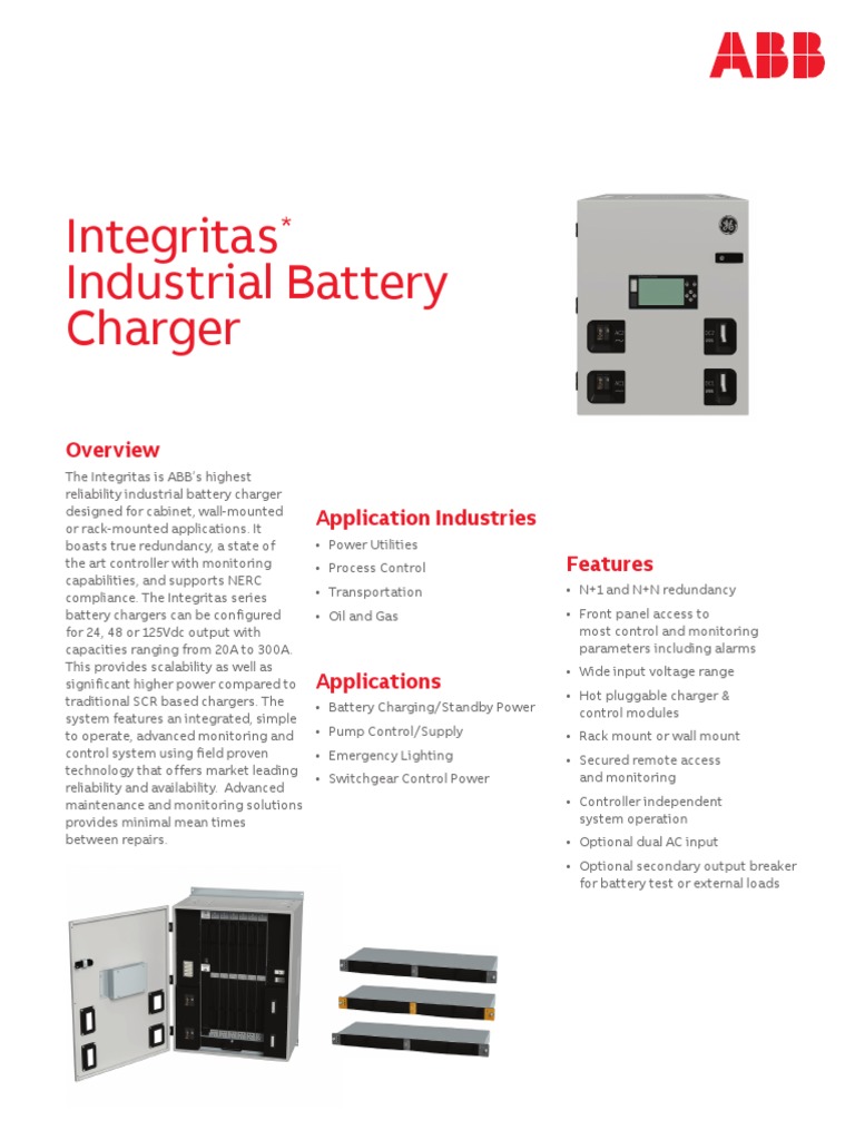 Integritas Industrial Battery Charger: Application Industries Features ...