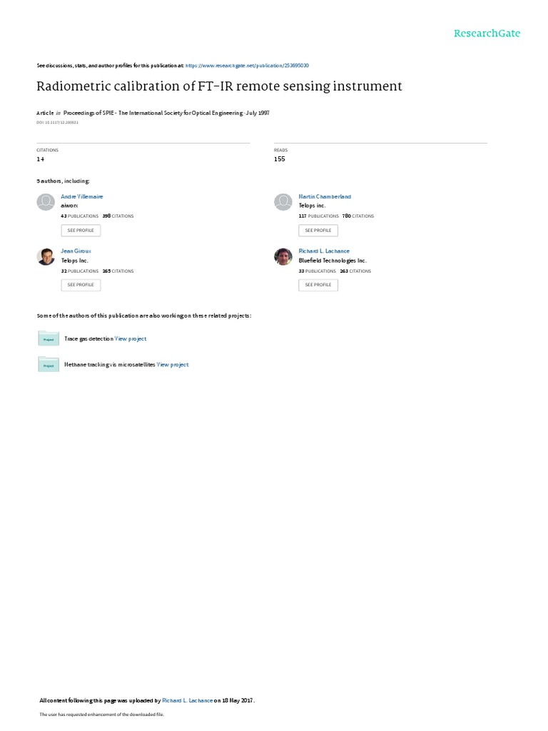 Radiometric Calibration of FT-IR Remote Sensing Instrument | PDF ...