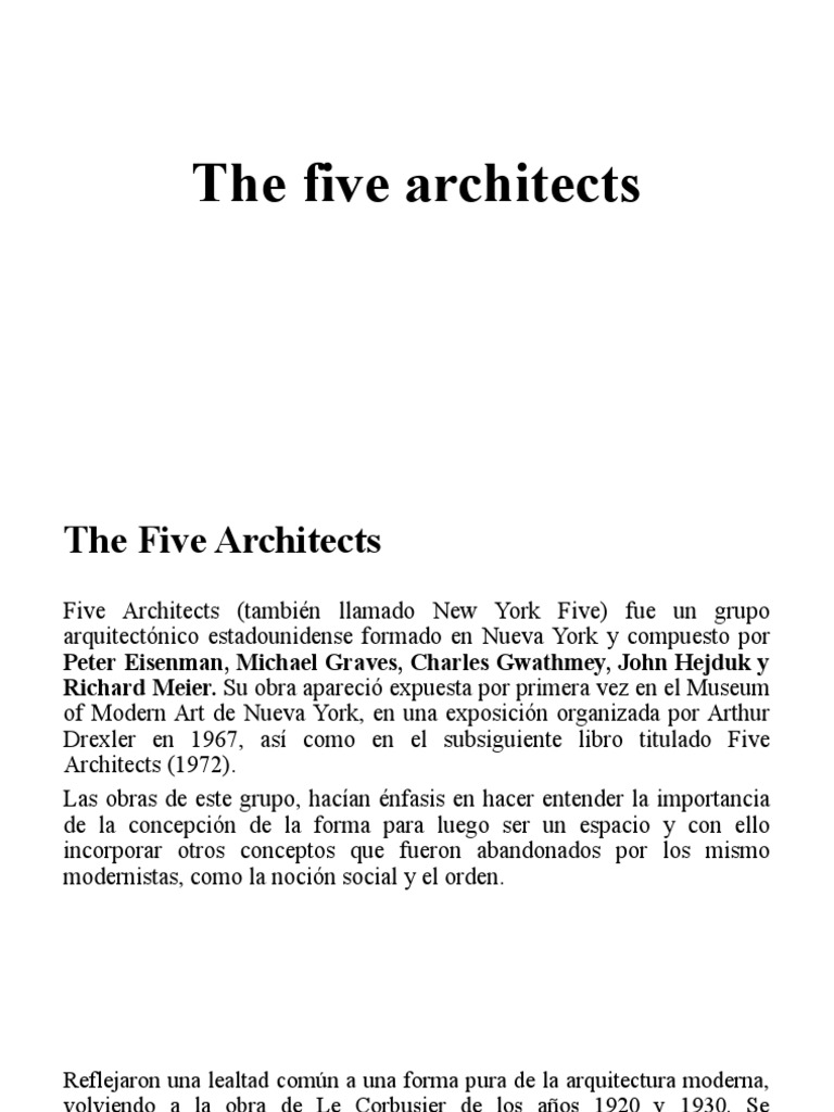 Los Cinco Arquitectos | PDF | Medios de arte | Diseño