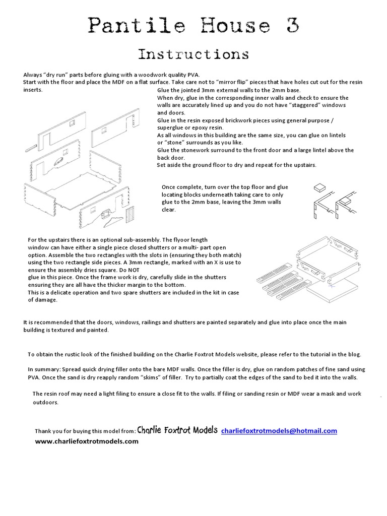 Pantile House Model Assembly Guide | PDF | Adhesive | Architectural ...