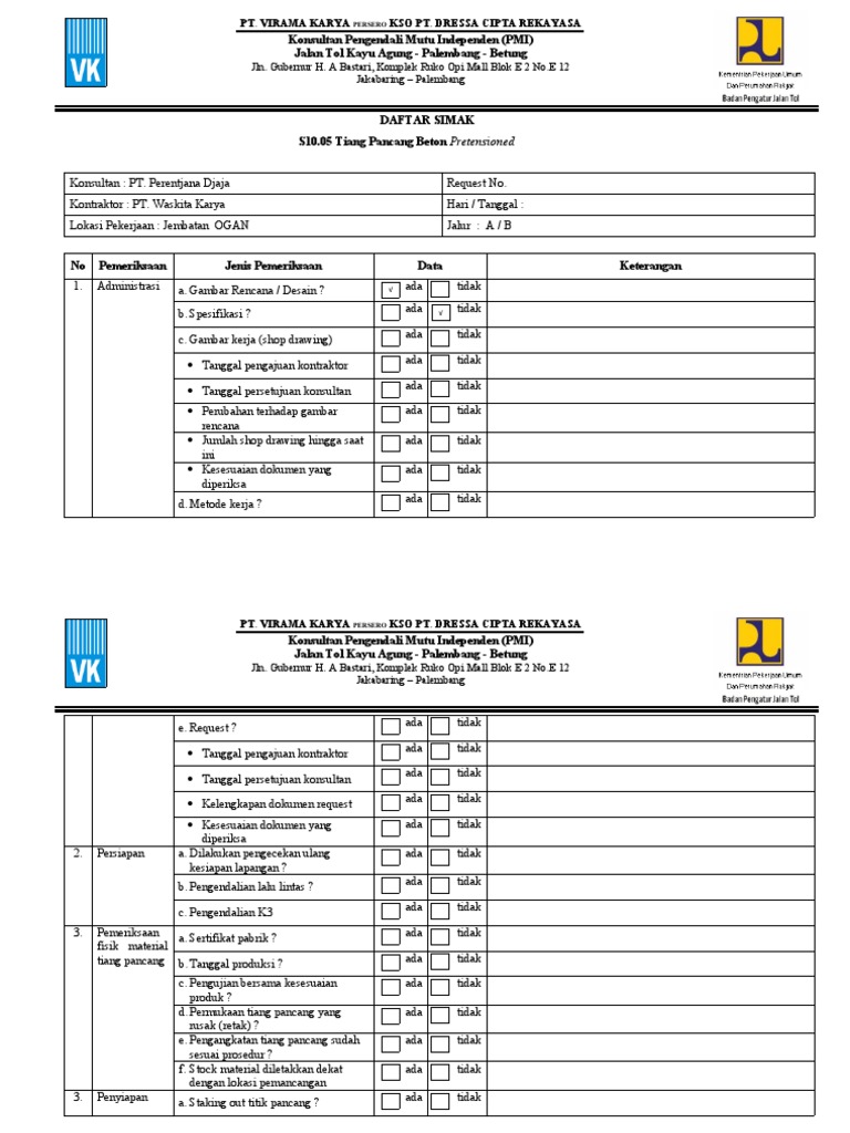 Contoh Daftar Simak Baru | PDF