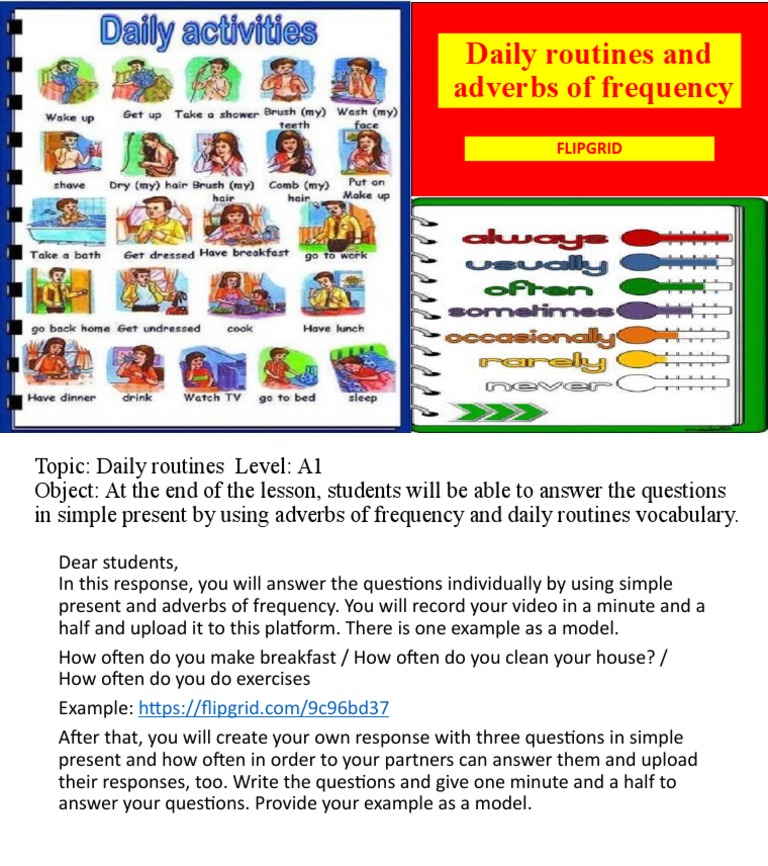 Daily Routines and Adverbs of Frequency: Flipgrid | PDF