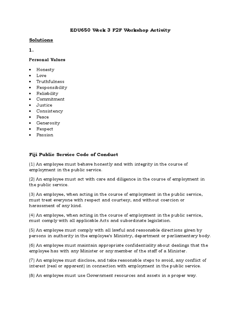 EDU650 Week 3 F2F Workshop Activity | PDF | Employment | Classroom