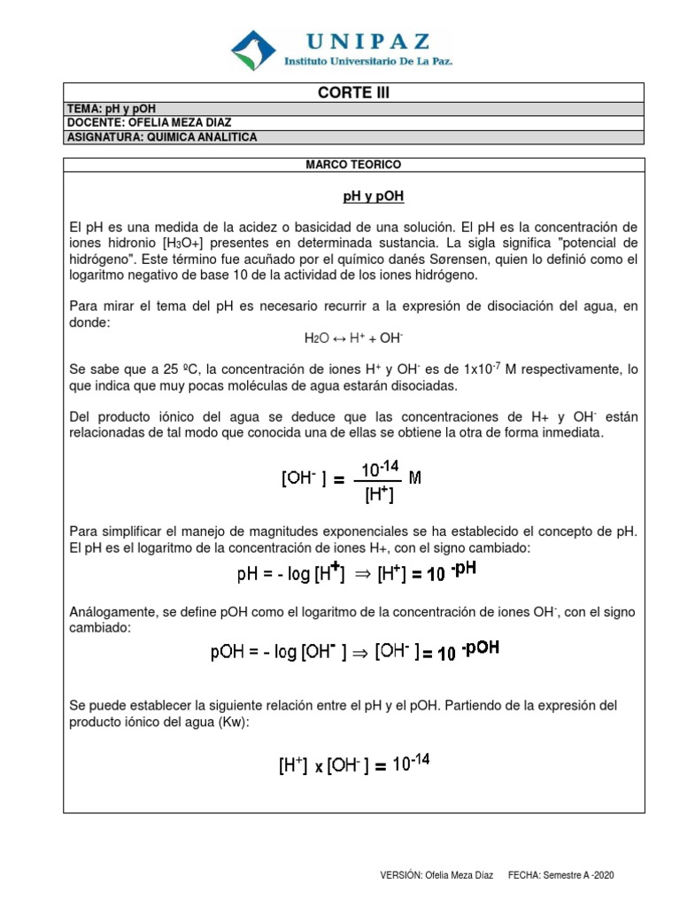 PH y pOH | PDF | Ph | Materiales