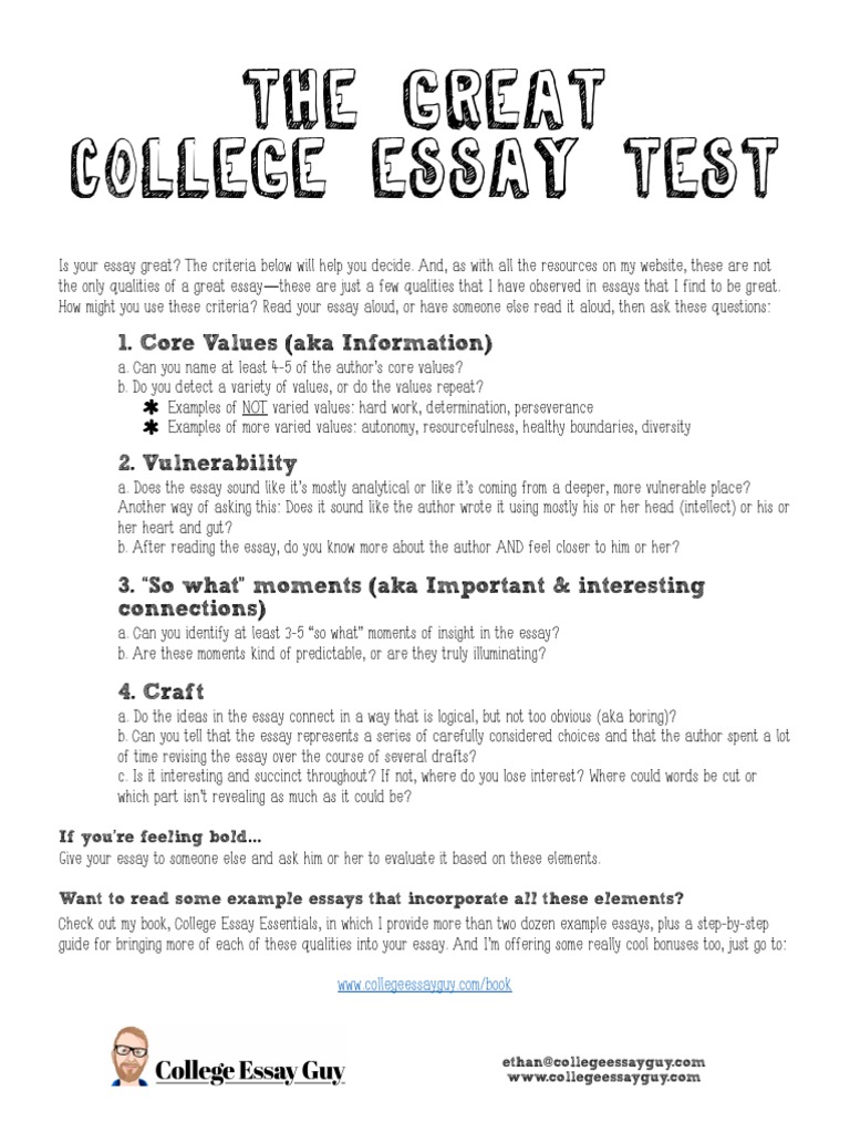 The Great College Essay Test | PDF | Essays | Cognition