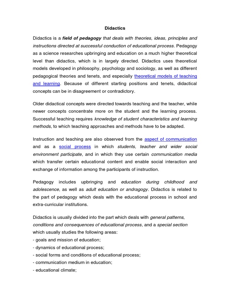 Theoretical Models of Teaching and Learning: Didactics | PDF ...