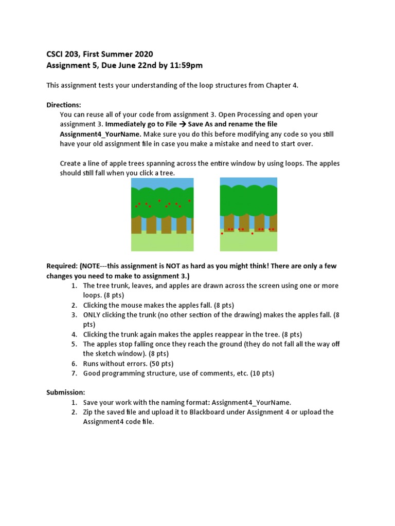 CSCI 203, First Summer 2020 Assignment 5, Due June 22nd by 11:59pm | PDF