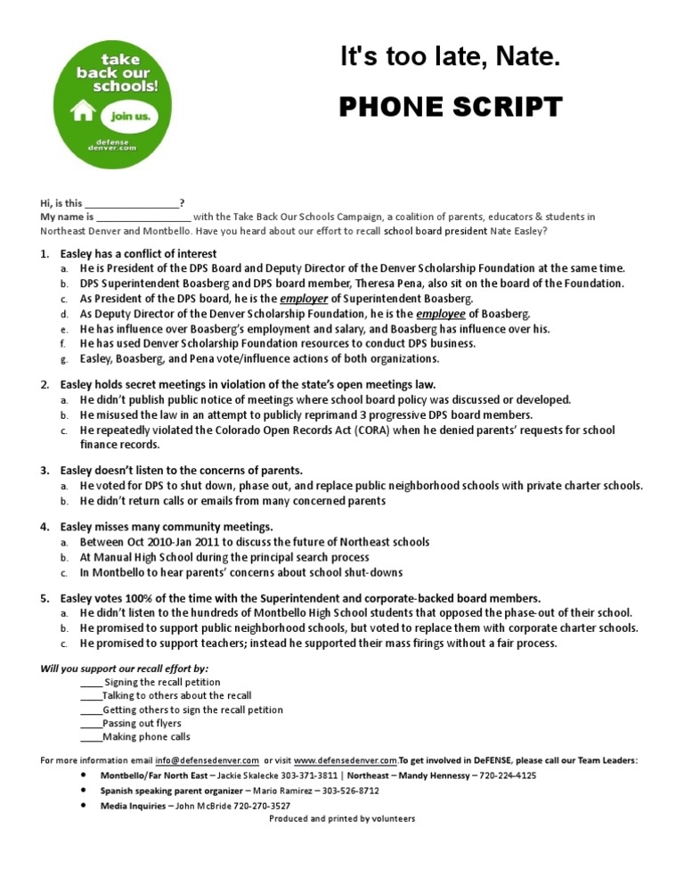 Recall Phone Script | PDF | Public Sphere | Government