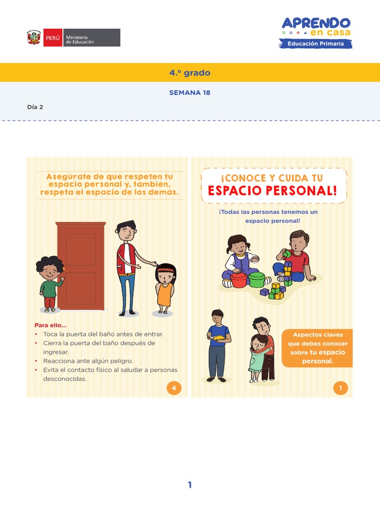 s18 Prim 4 Recurso Ficha Conoce y Cuida Tu Espacio Personal Dia 2 | PDF | Aprendizaje ...