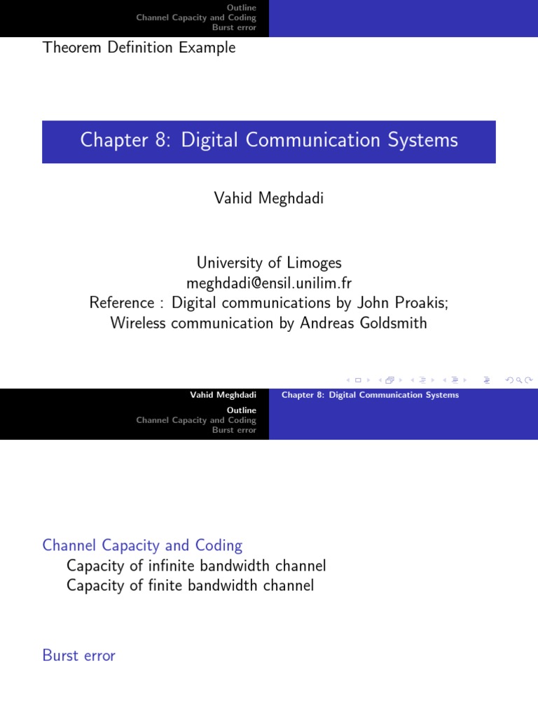 Understanding Channel Capacity and Coding Techniques to Mitigate Burst Errors | PDF | Signal ...