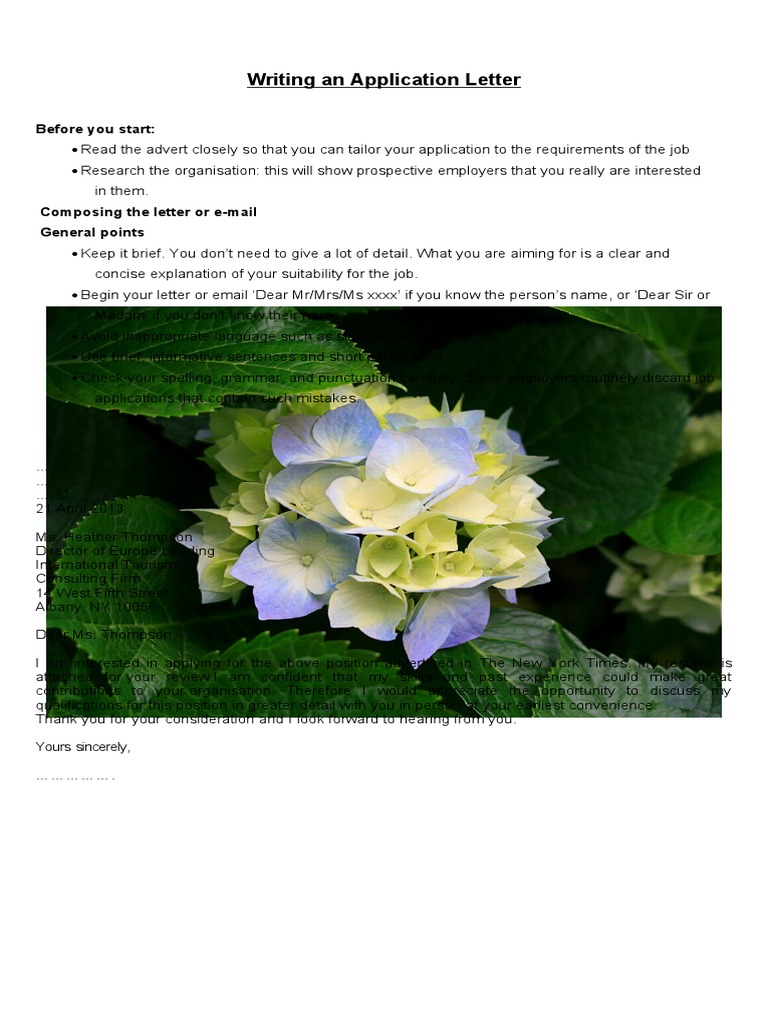 Writing An Application Letter: Before You Start | PDF | Résumé ...