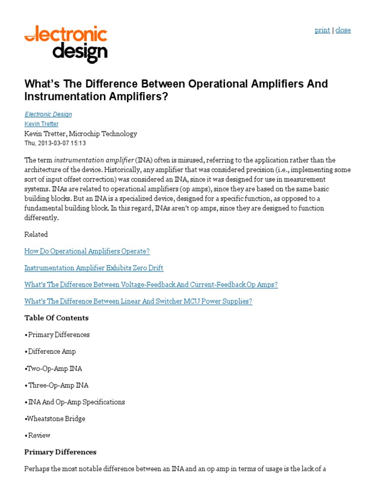 What's The Difference Between Operational Amplifiers and ...