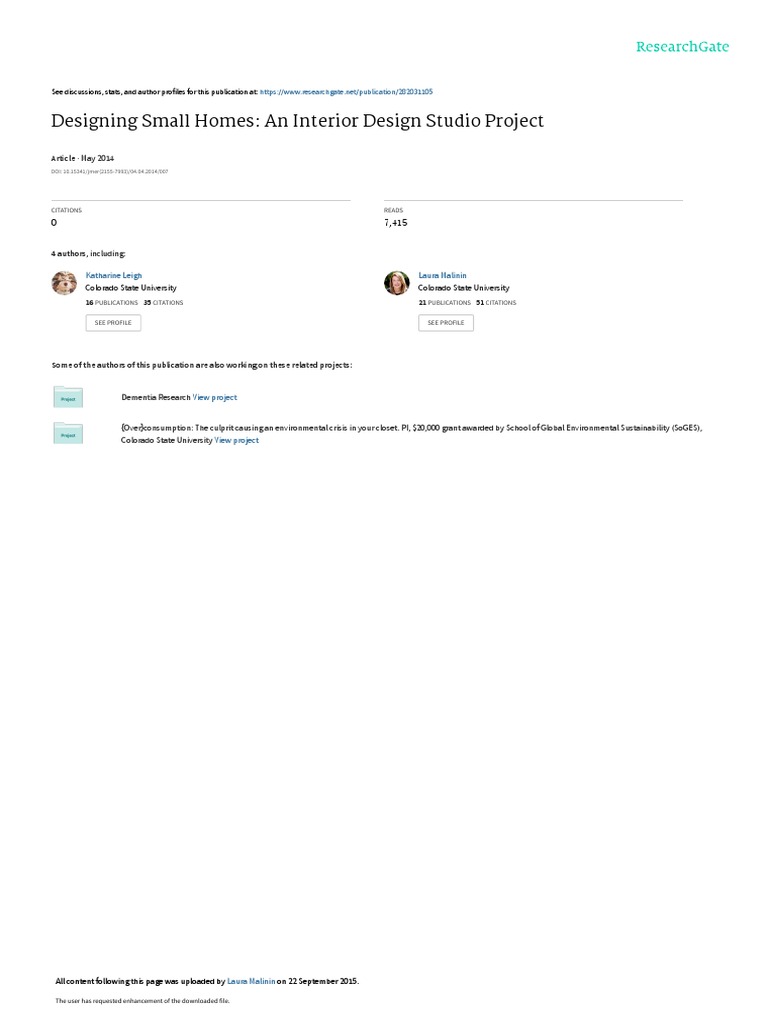 Designing Small Homes: An Interior Design Studio Project: Article | PDF ...