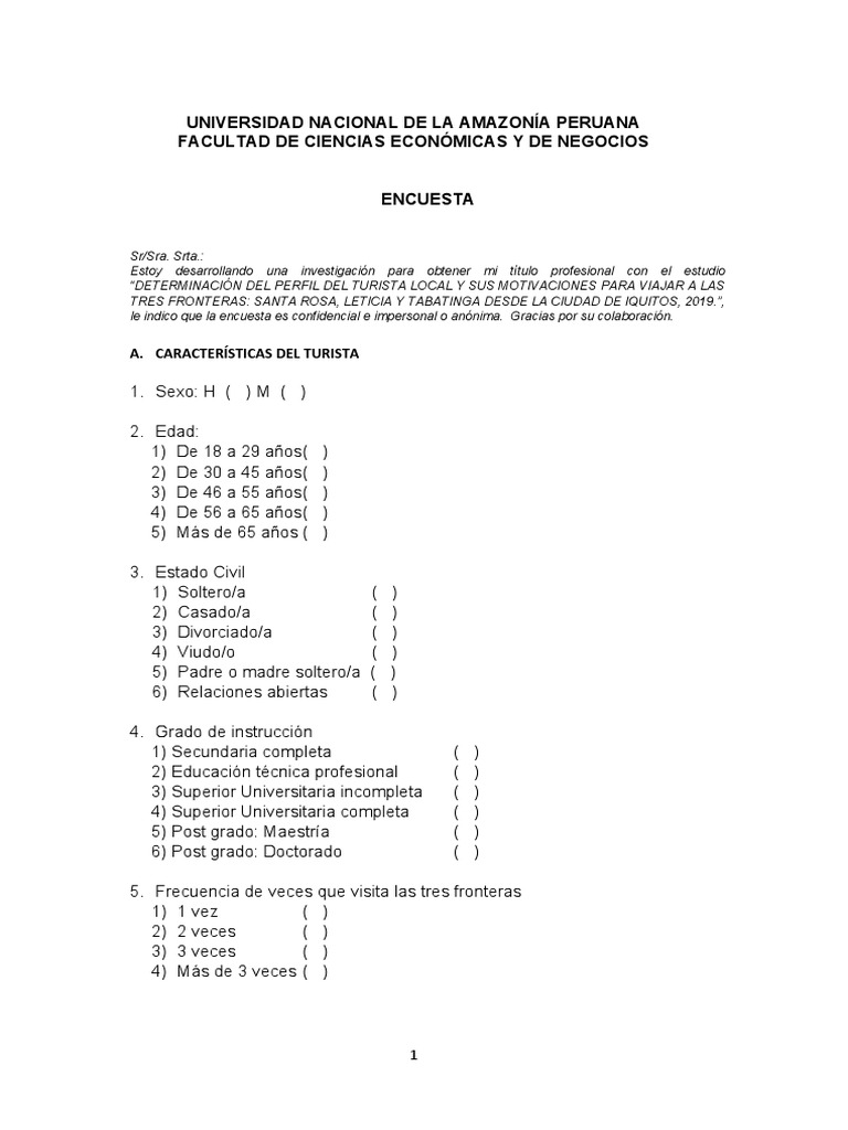 Cuestionarios | PDF | Turismo | Turismo y Ocio