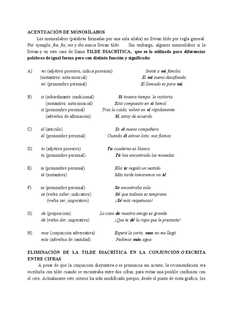 Tilde Diacrítica en Monosílabos | PDF | Tipología Lingüística | Semiótica