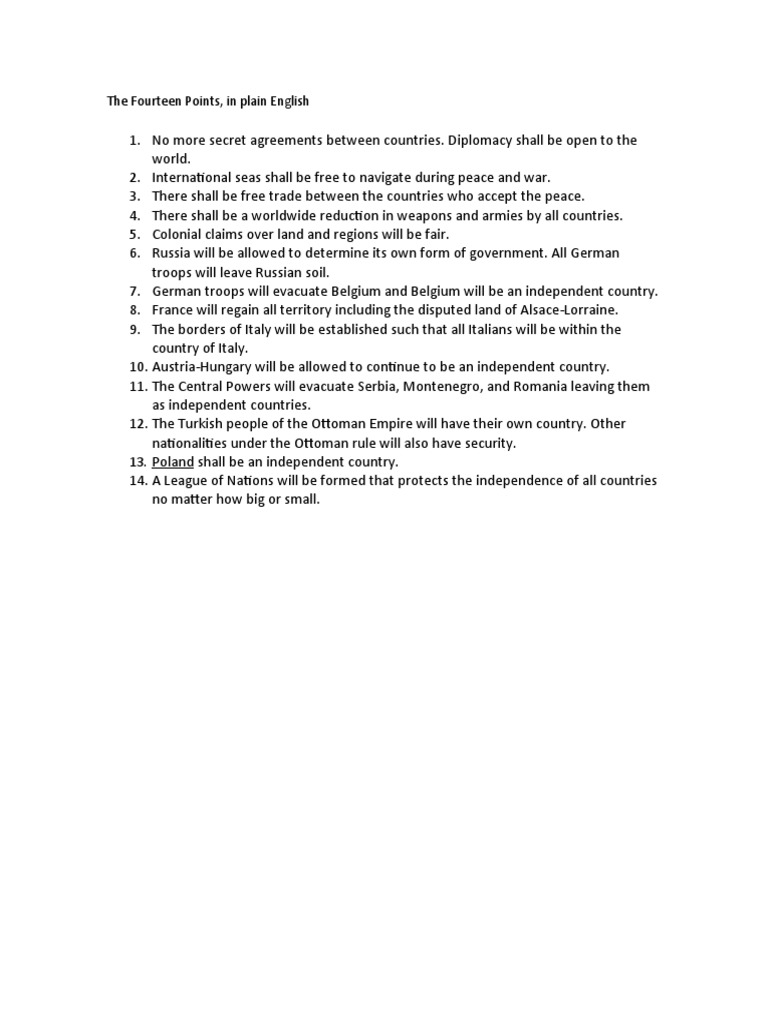 The Fourteen Points Sum | PDF