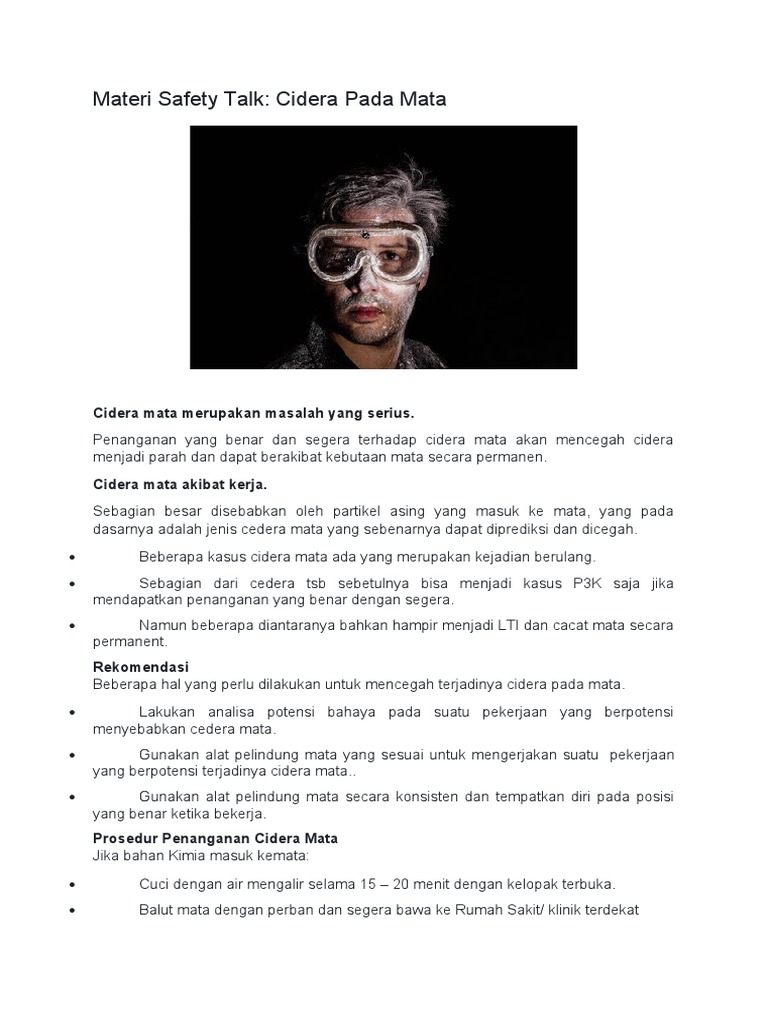 Safety Talk Cidera Mata | PDF | Kesehatan Holistik | Sains & Matematika