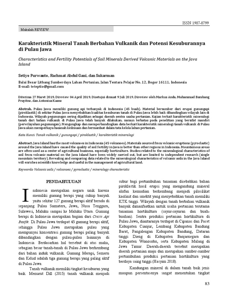 Karakteristik Mineral Tanah Berbahan Vulkanik Dan Potensi Kesuburannya ...