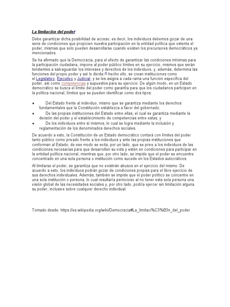 La Limitación Del Poder | PDF | Democracia | Ideologías políticas