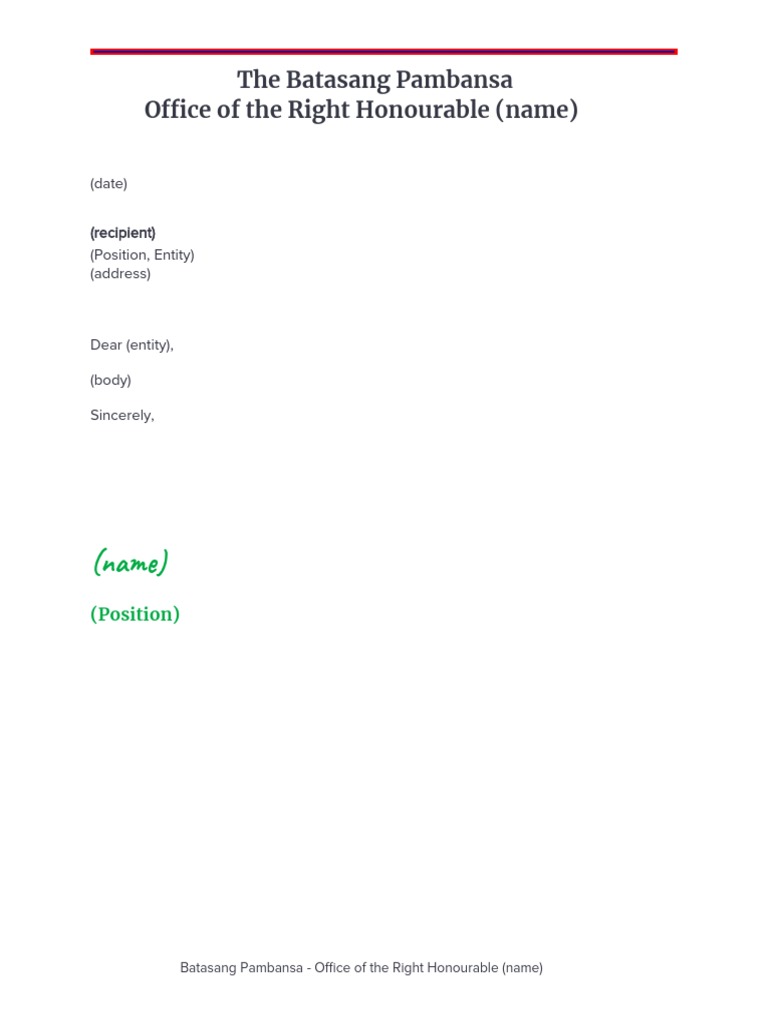 (Name) : The Batasang Pambansa Office of The Right Honourable (Name) | PDF