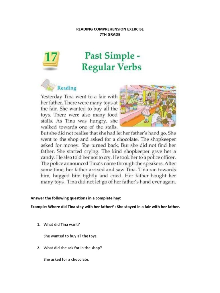 Past Simple Reading Comprehension Exercise | PDF | Cooking, Food & Wine ...