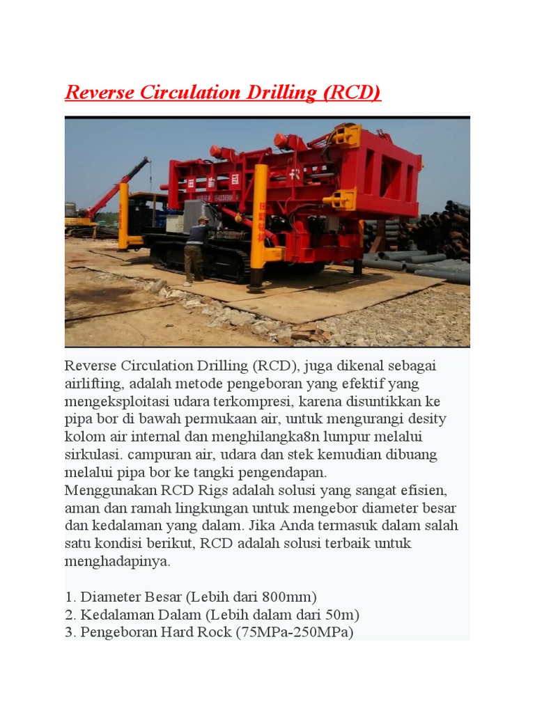Reverse Circulation Drilling (RCD) | PDF