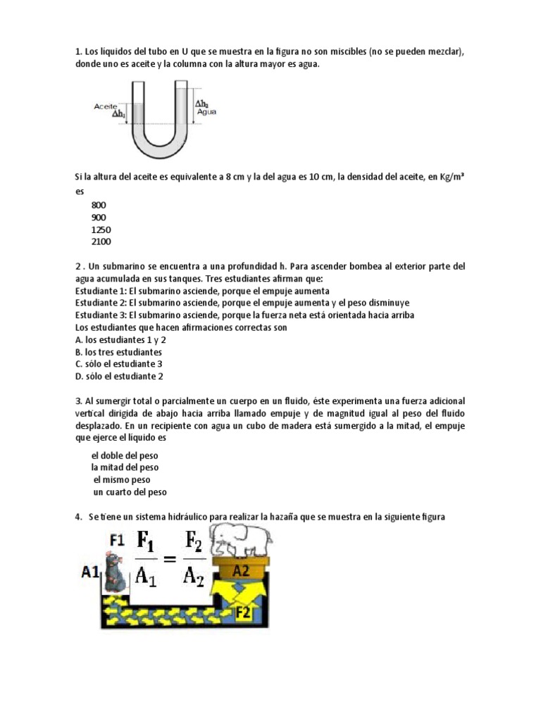 Análisis de problemas de fluidos estáticos y dinámicos, así como conceptos básicos de mecánica ...