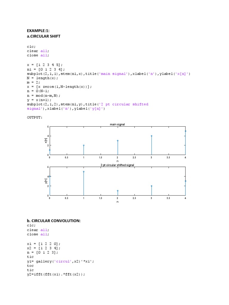 Example:1: A.Circular Shift: All All | PDF | Convolution | Algorithms