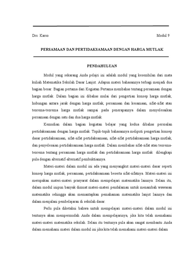 Persamaan & Pertidaksamaan Mutlak | PDF