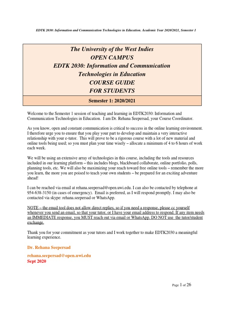 EDTK 2030 - Sem 1 - 2020 - 2021 - RS | PDF | Educational Technology ...