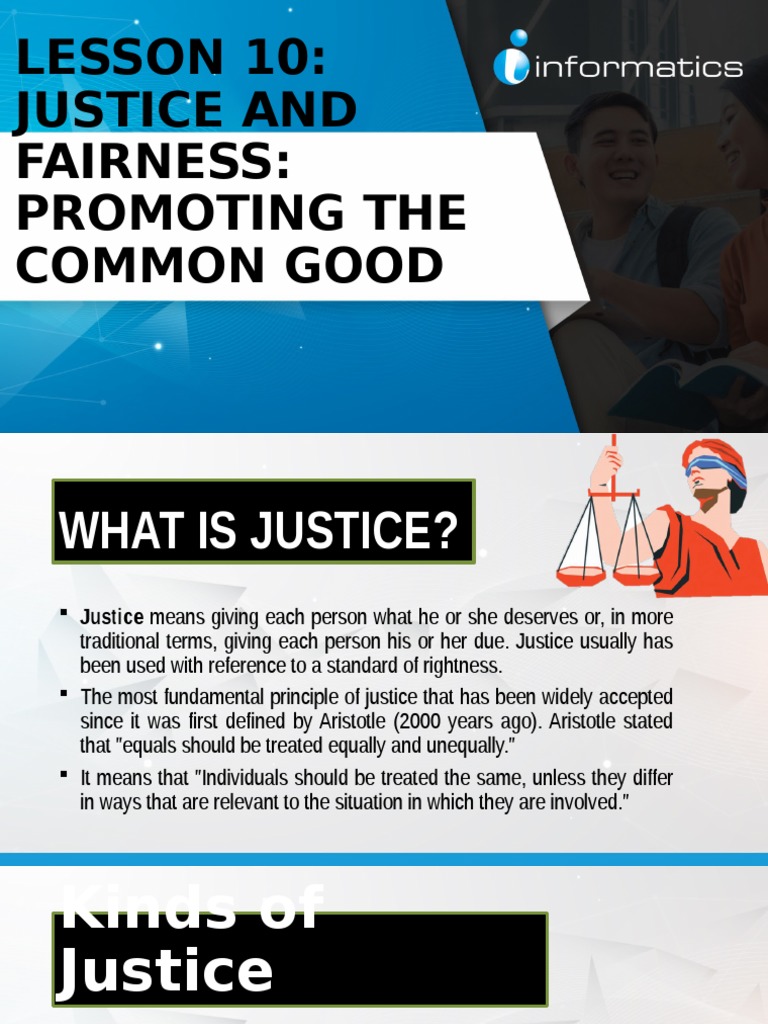 Lesson 10: Justice and Fairness: Promoting The Common Good | PDF ...
