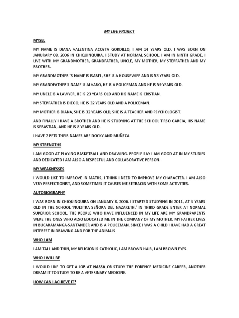 My Life Project | PDF | Social Science | Lifestyle