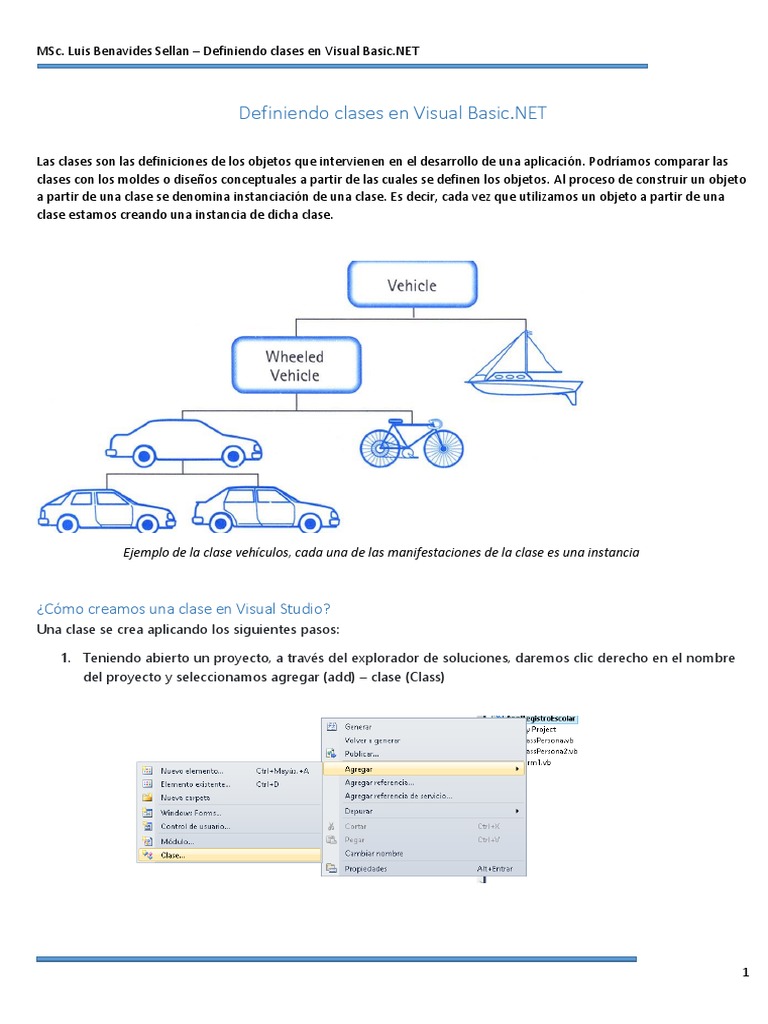 Definiendo Clases en Visual Basic Net | PDF | Objeto (informática) | Básico