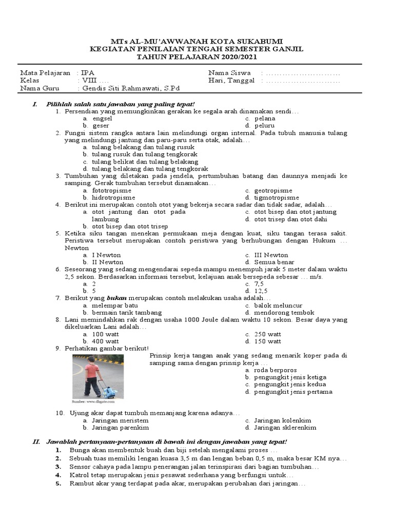 SOAL PTS IPA Kelas 8 | PDF