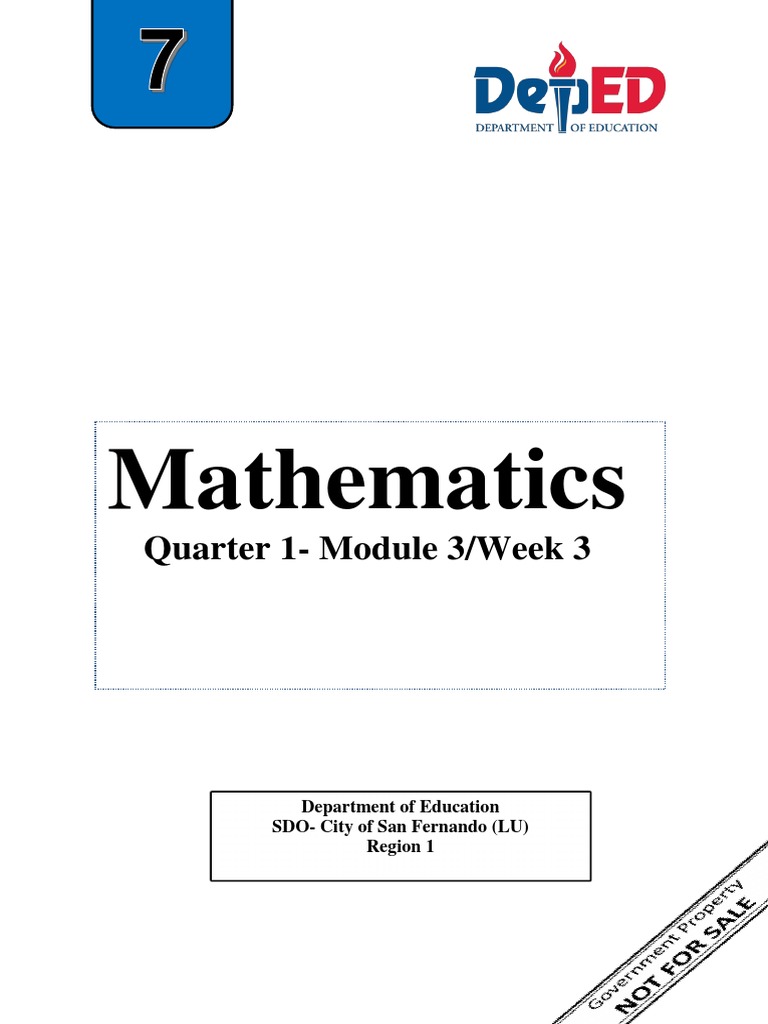 Math7 Q1 WK3 | PDF | Numbers | Subtraction