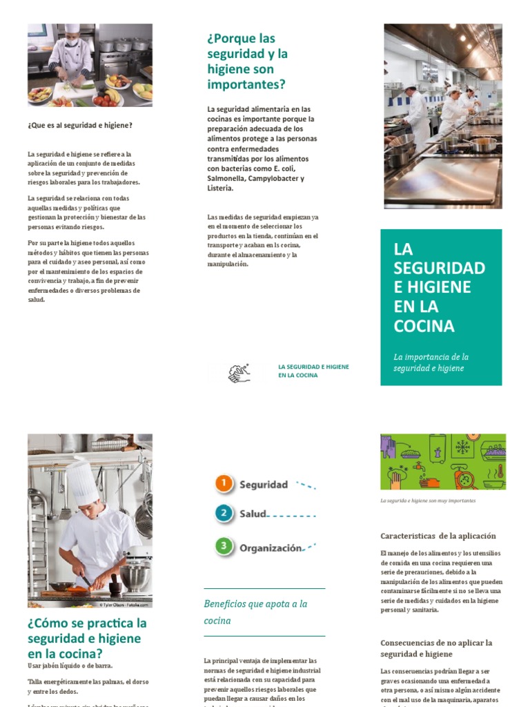 Triptico Seguridad e Higiene | PDF | Cocina | Seguridad alimenticia