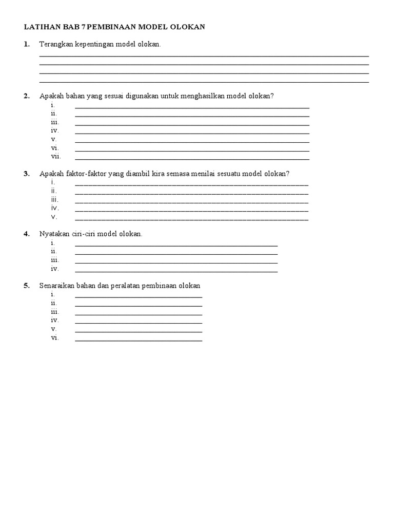 Latihan Bab 7 Pembinaan Model Olokan | PDF