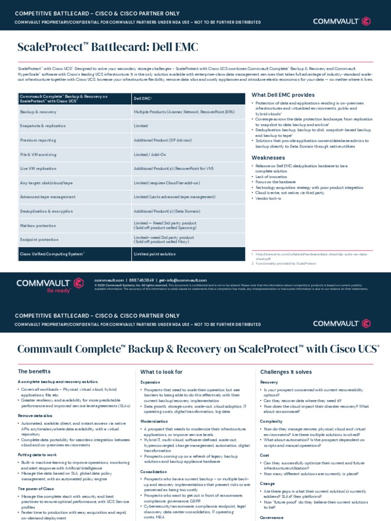 ScaleProtect Competitive Battlecard - DELL | PDF | Backup | Cloud Computing