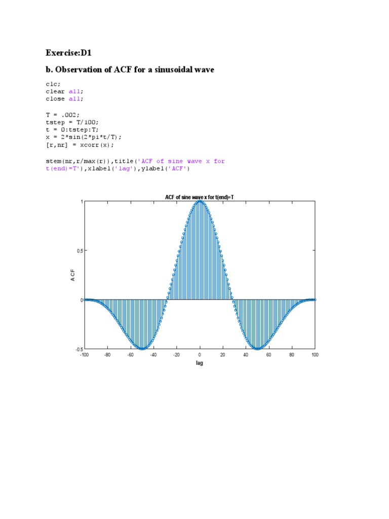 Exercise:D1 B. Observation of ACF For A Sinusoidal Wave | Download Free ...