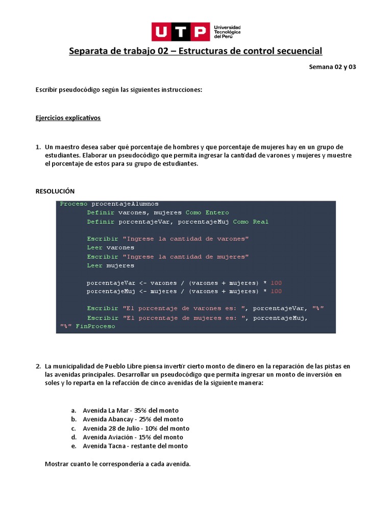 S3.S1 Estructuras de Control Secuencial | PDF | Multiplicación | Algoritmos